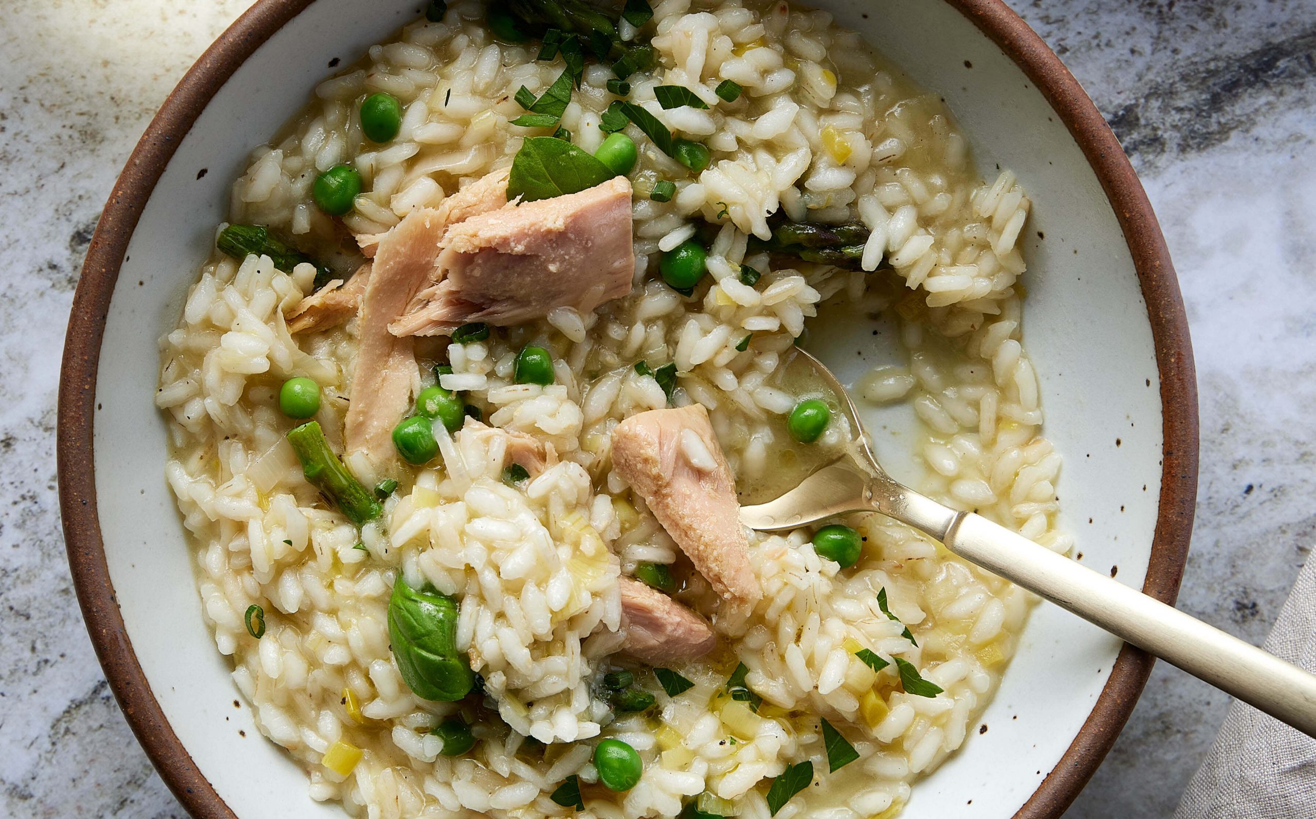 Asparagus & Spring Pea Truffled Tuna Risotto - Tonnino
